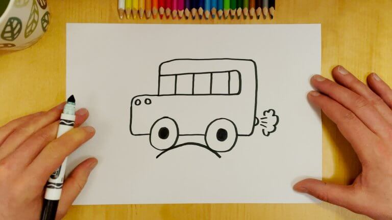 🚌/😡 How to Draw an Easy Optical Illusion for Kids: A Bus/Angry Face
